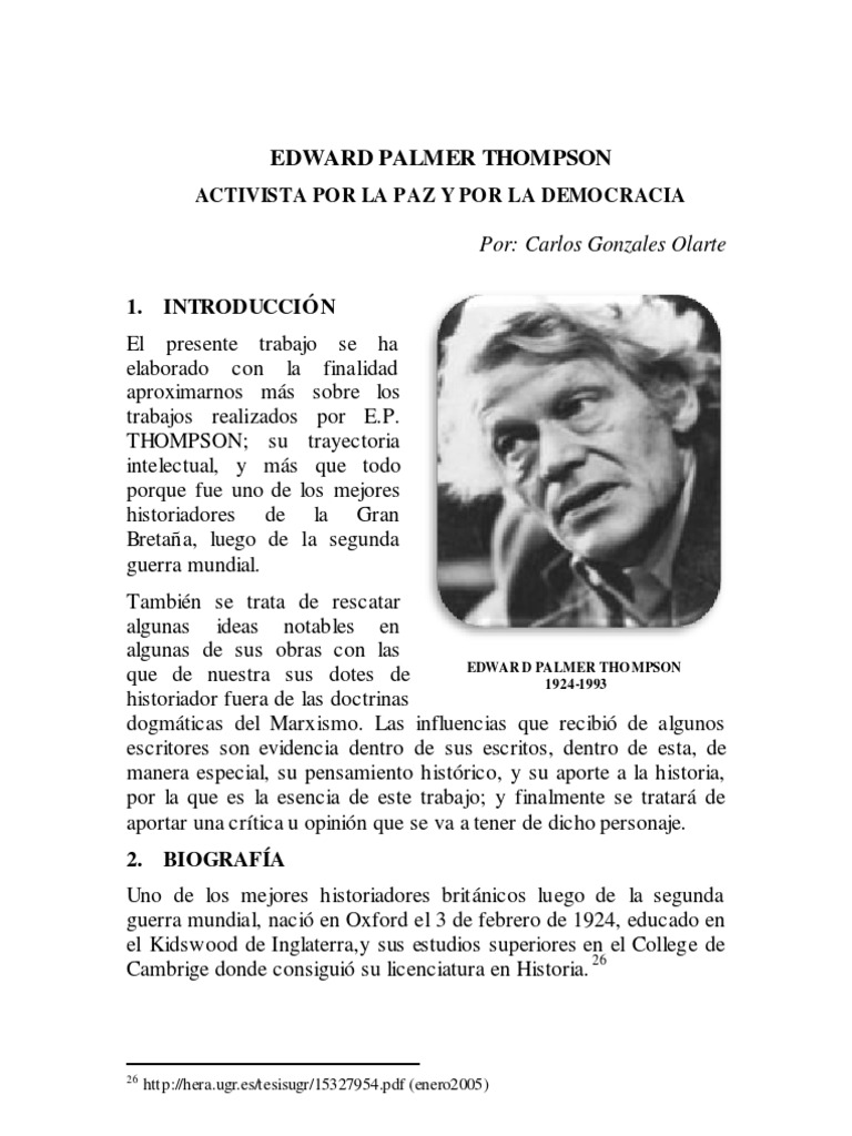 Edward P. Thompson: Historiador y Activista | PDF | marxismo ...