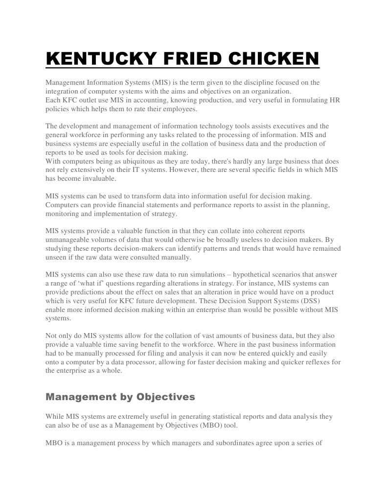 Kentucky Fried Chicken | PDF | Management Information System | Business ...