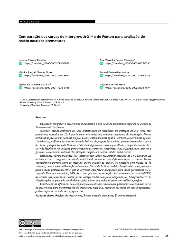 Curvas de Crescimento - Curva de Fenton e Intergrowth 21st | PDF ...
