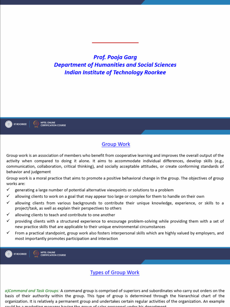 01 Unit I Introduction To Groups L3 | PDF | Psychotherapy | Group ...