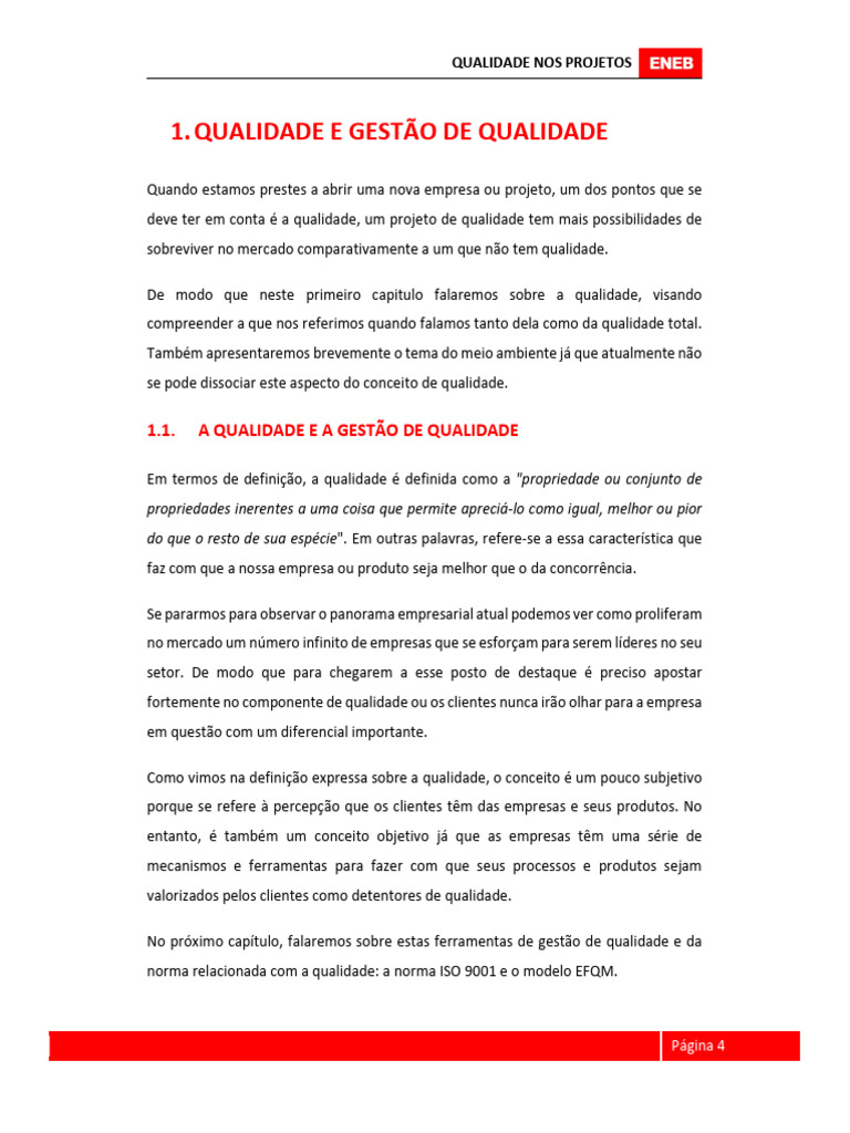 Gestão da Qualidade em Projetos | PDF | Qualidade (negócios) | Custo