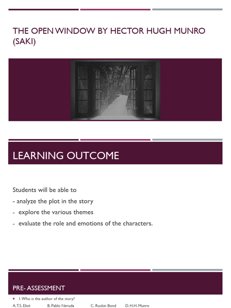 Analyzing "The Open Window" by Saki | PDF | Saki | Plot (Narrative)