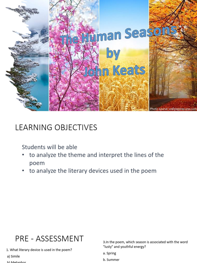 The Human Seasons - Notebook Work | PDF | Poetry | Phonaesthetics