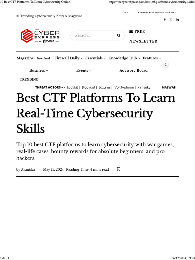 10 Best CTF Platforms To Learn Cybersecurity Online | PDF | Security ...