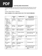 VAK Learning Styles Self-Assessment Questionnaire: VARK Test | PDF ...
