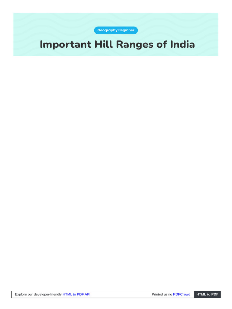 Hill Ranges of India | PDF | Earth Sciences | Geology