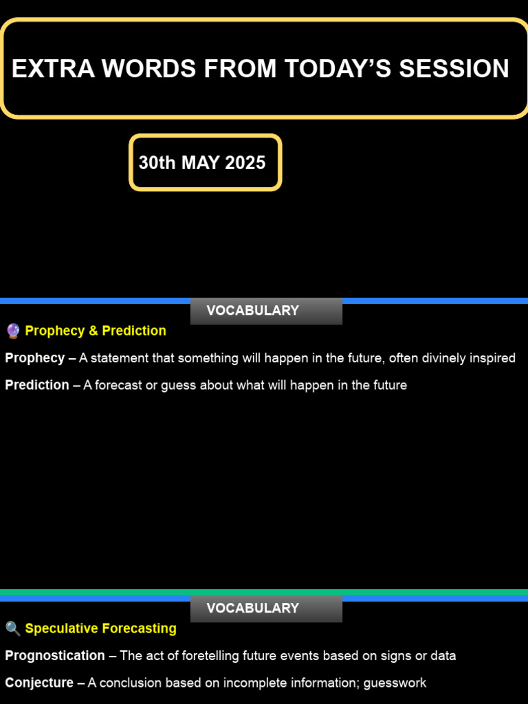 Extra Words From Today's Session 30th May 2025 | PDF | Prediction