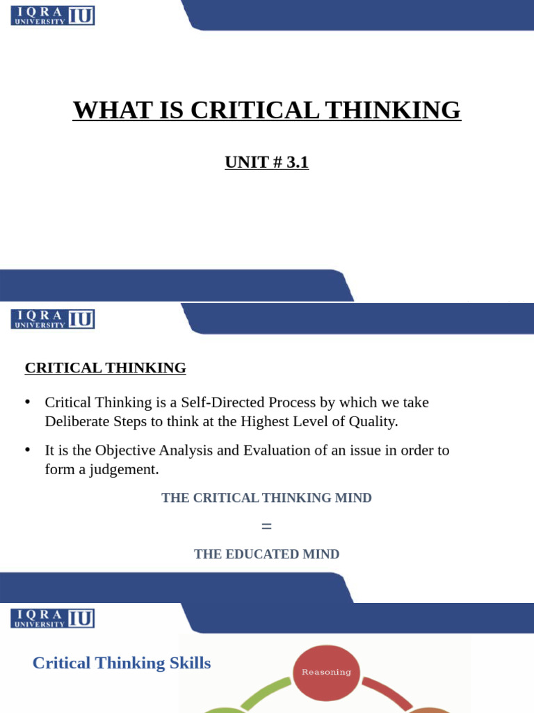 Unit 3.1-What Is Critical Thinking | PDF