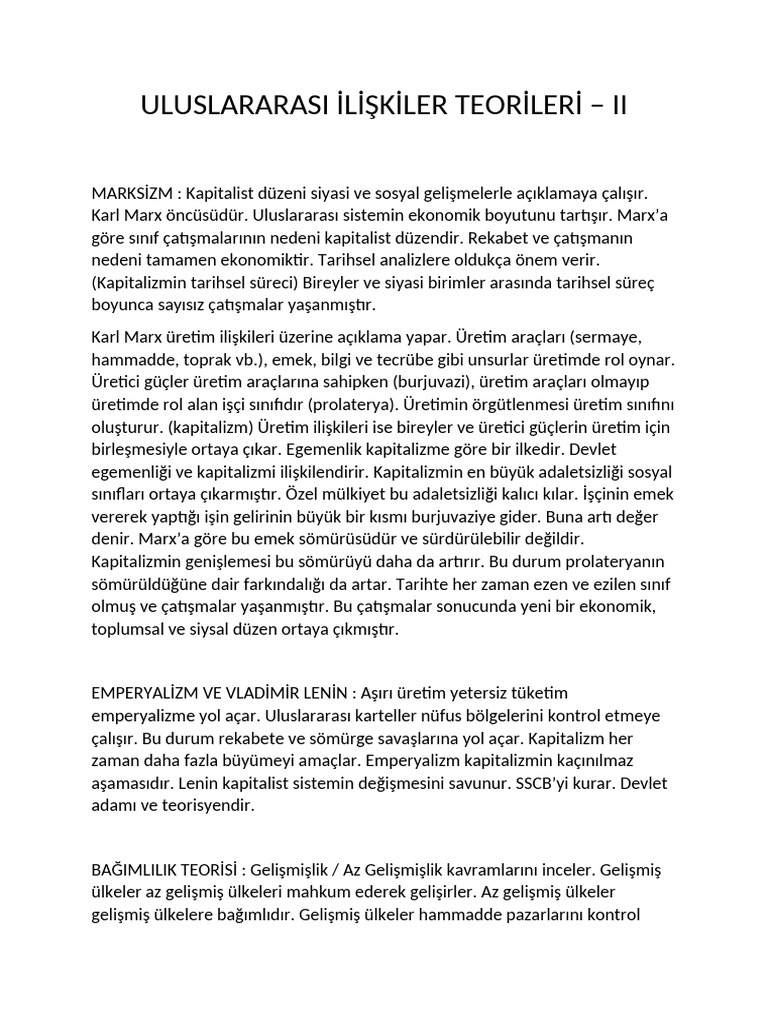 Uluslararası İlişkiler Teorileri-II | PDF