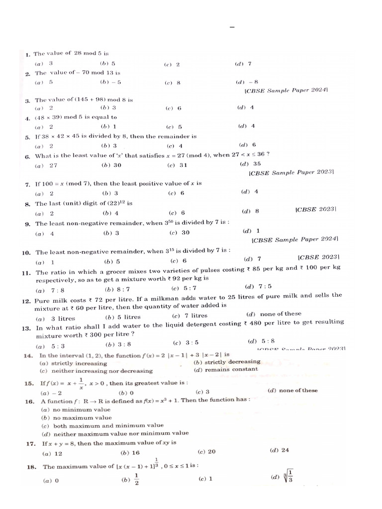 Worksheet Class XII App. Mathematics 2025-26 | PDF