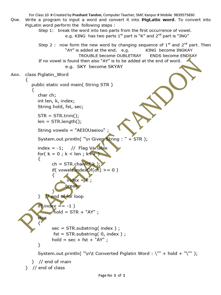 String - Piglatin Word | PDF