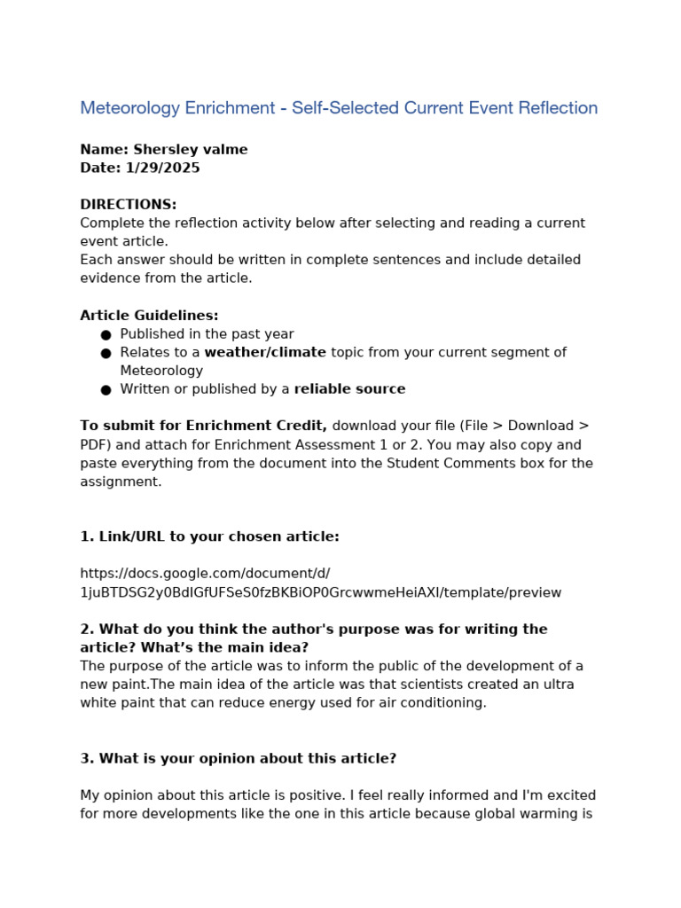 MET Self-Selected Current Event | PDF | Climate Change | Infrared