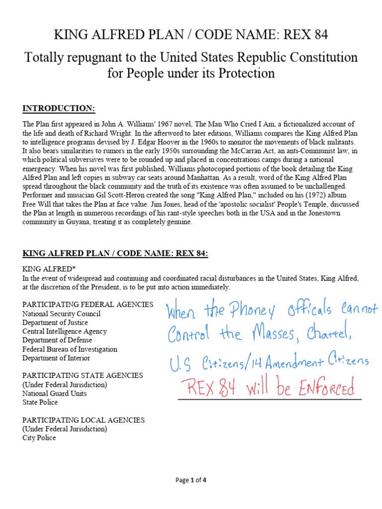 King Alfred Plan / Code Name: Rex 84 Totally Repugnant To The United ...