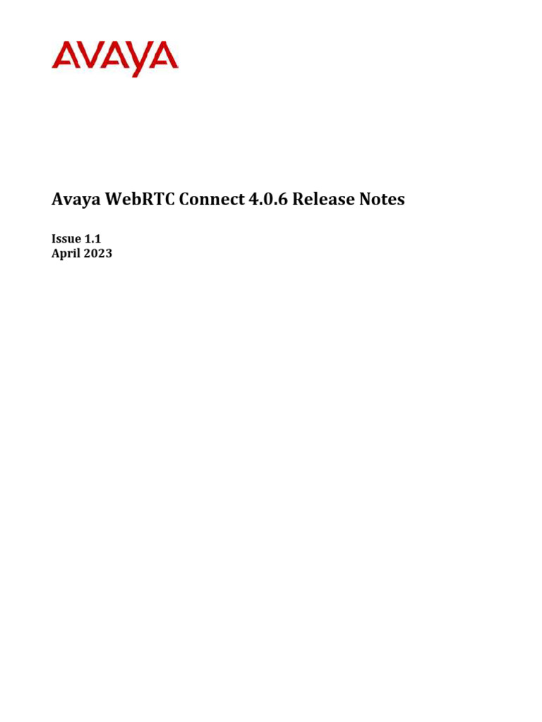 Avaya WebRTC Connect 4.0.6 Release Notes | PDF | Ios | Android ...