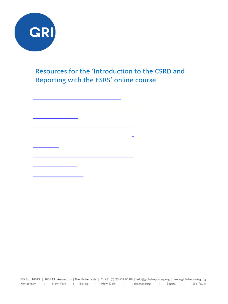Resources_Introduction to the CSRD and Reporting With the ESRS | PDF