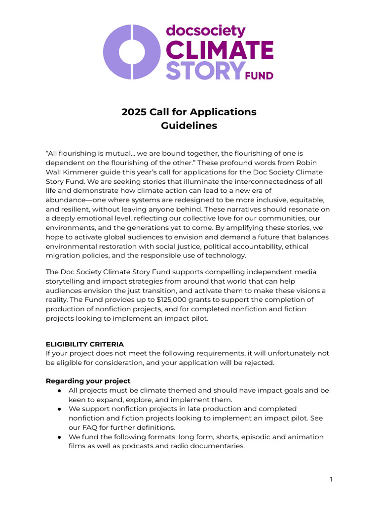 Climate Story Fund 2025 Guidelines-EnGLISH | PDF | Storytelling