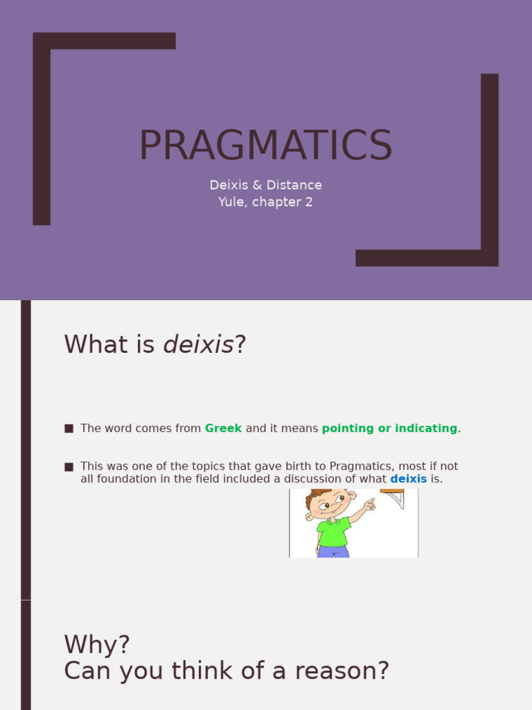 Pragmatics Deixis 1 | PDF | Semantics | Semiotics