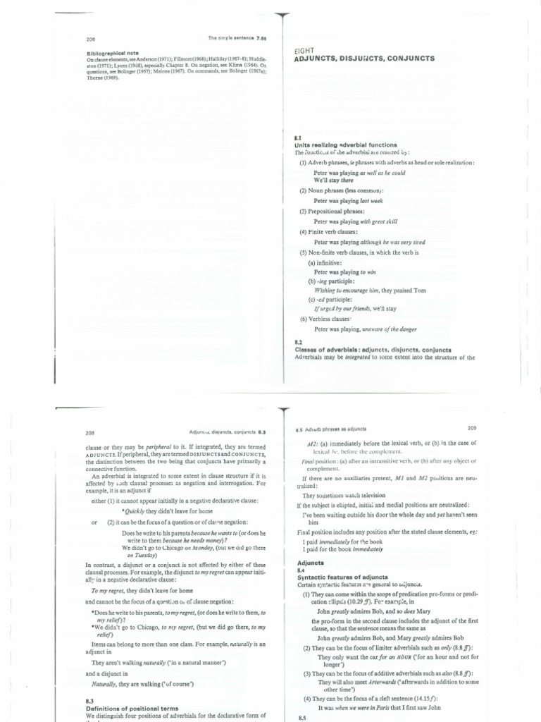 Adjuncts Disjuncts and Conjuncts | PDF