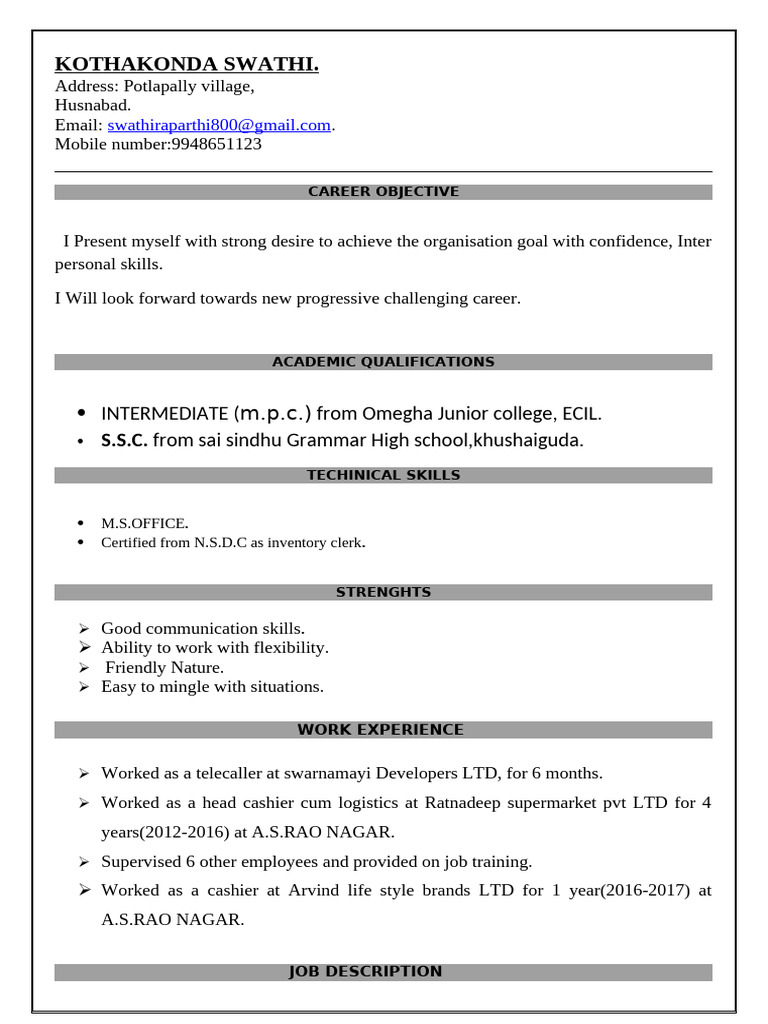 Swathi Resume NEW | PDF