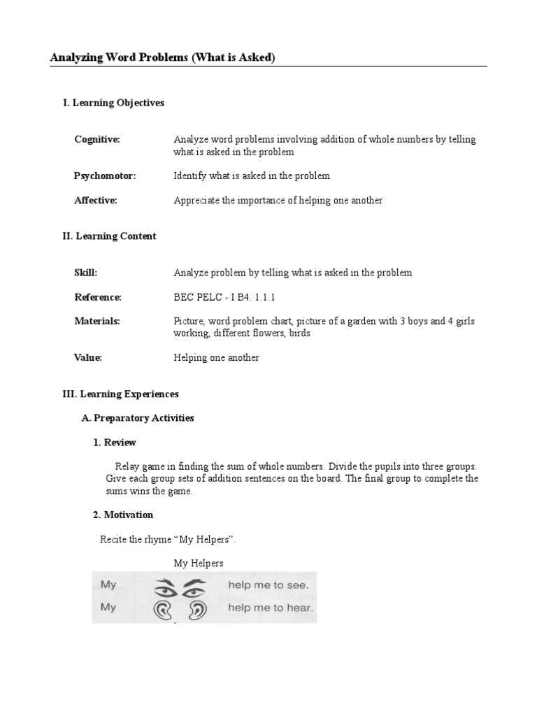 Analyzing Word Problems (What Is Asked) | PDF | Cognitive Science ...