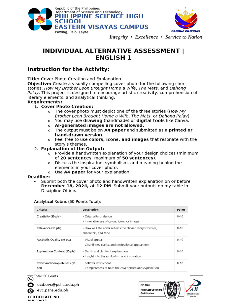 Individual Alternative Assessment 2nd Quarter | PDF
