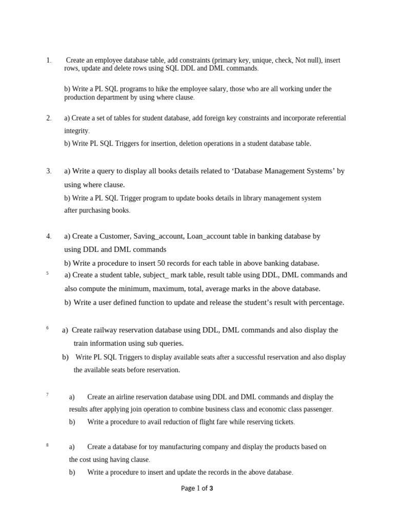 Au Practical Question Bank | PDF | Sql | Databases