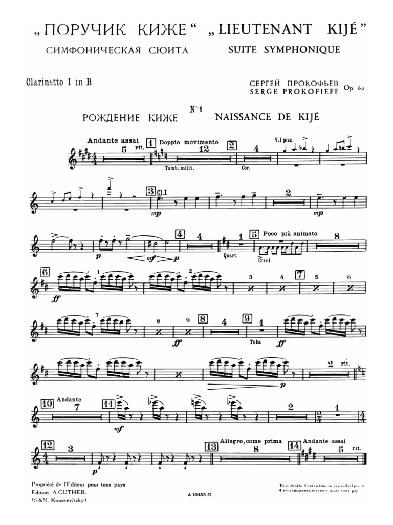 IMSLP889112 PMLP134095 Prokofiev Kije Suite 06 Cl1 | PDF