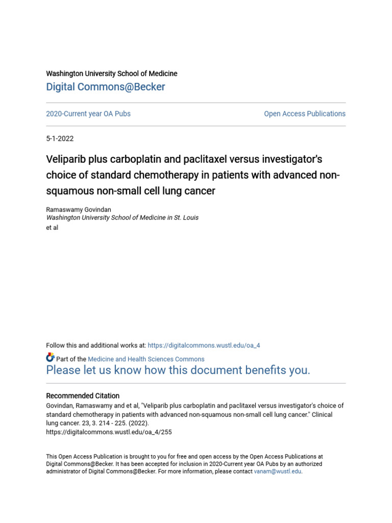 Veliparib Plus Carboplatin and Paclitaxel Versus Investigators C | PDF ...