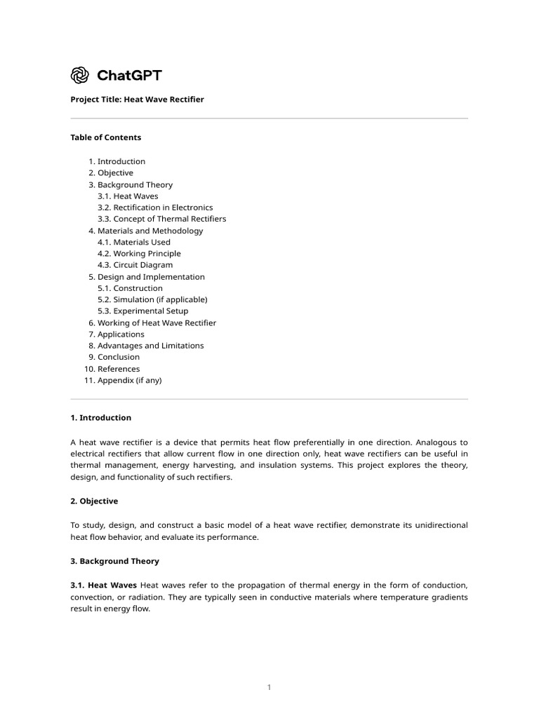 Heat Wave Rectifier Project | PDF | Rectifier | Heat Transfer