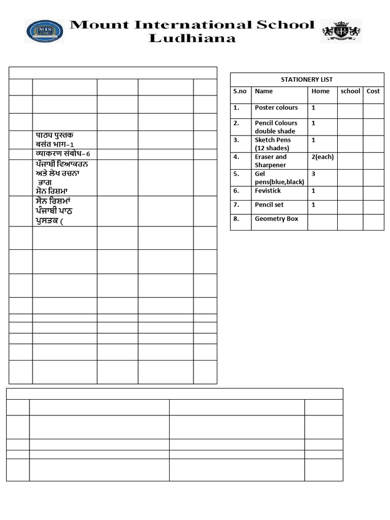 Class VI Book and Stationery List 2023-24 | PDF | Chess Openings | Chess