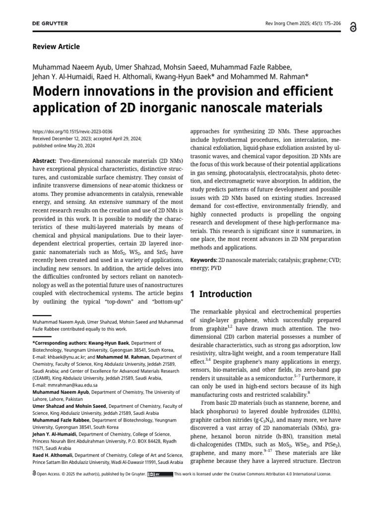 10.1515 - Revic 2023 0036 | PDF | Nanomaterials | Graphene