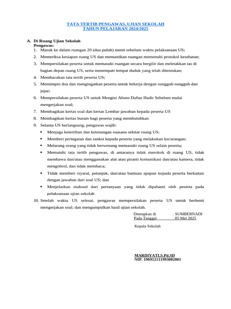 Tata Tertib Peserta, Pengawas | PDF