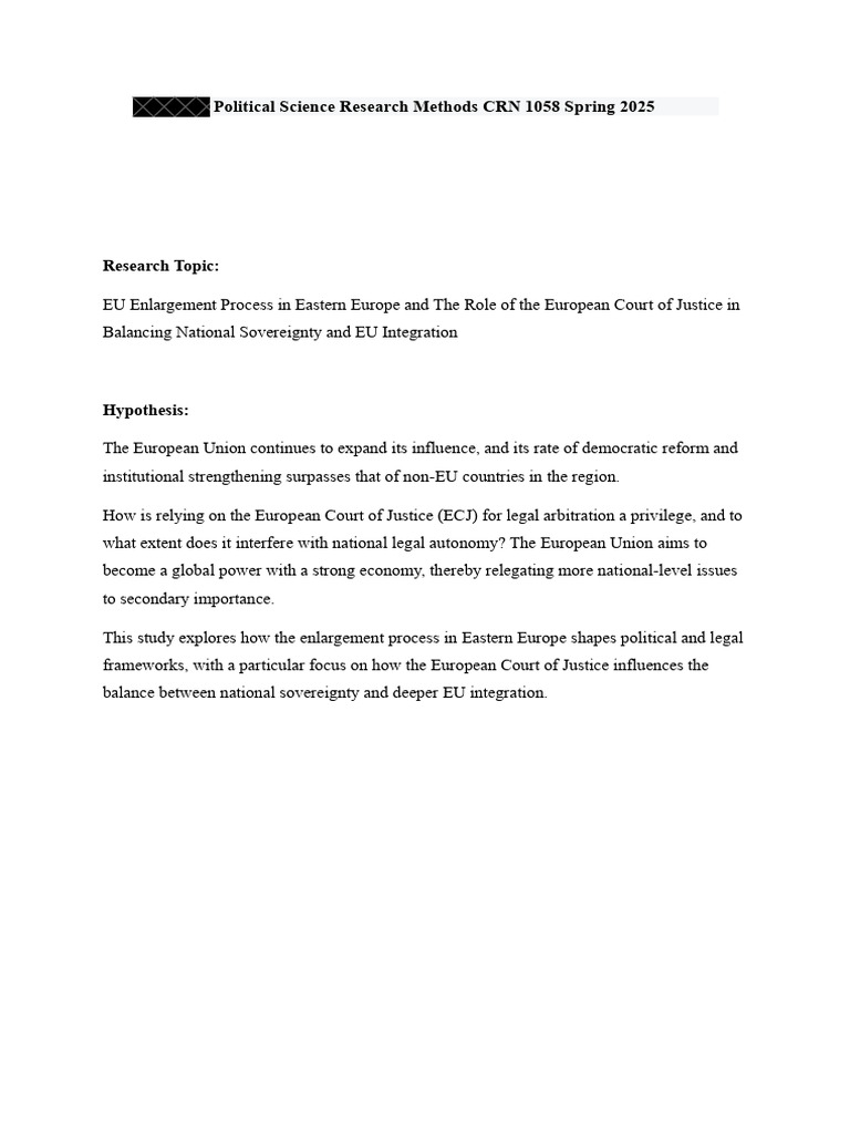 RESEARCH - Political Science Research Methods CRN 1058 Spring 2025 ...