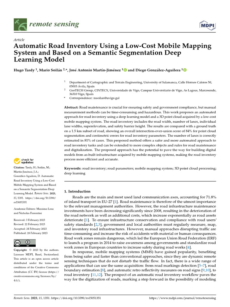 Automatic Road Inventory Using A Low-Cost Mobile M | PDF | Image ...
