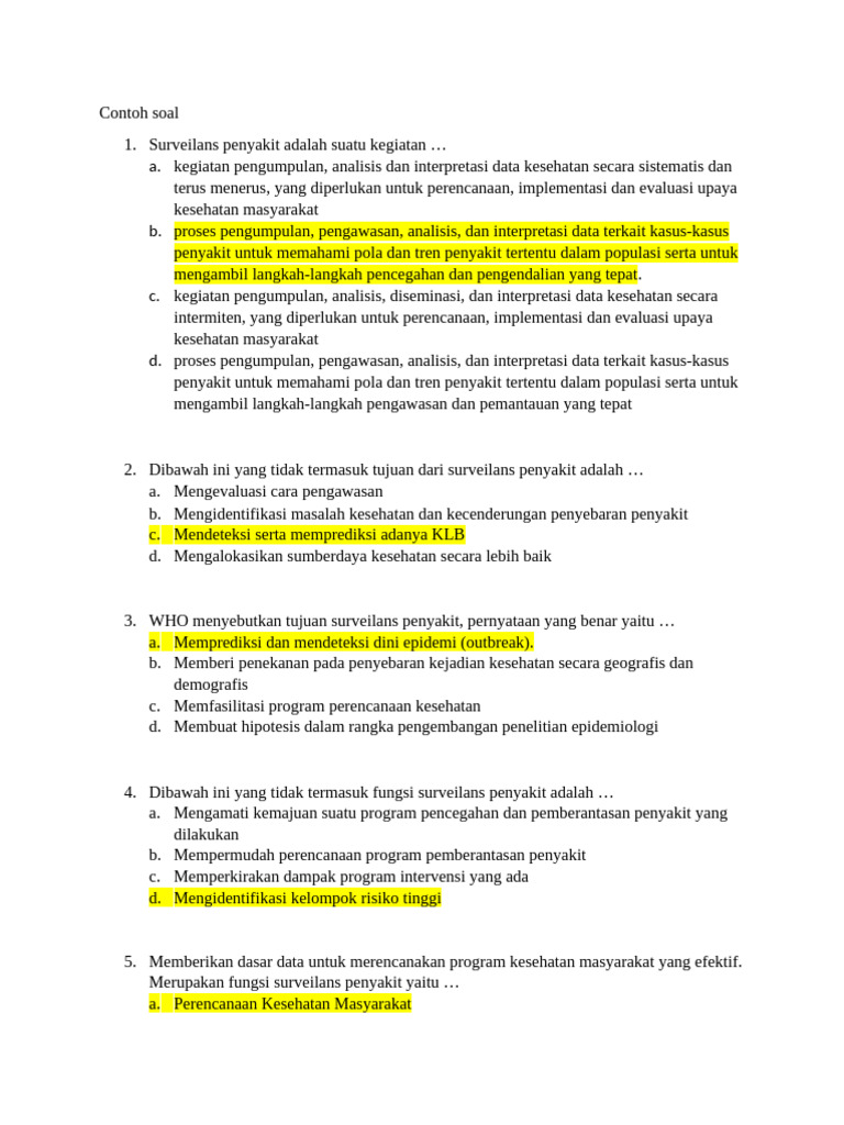 Contoh Soal Surveilans Kesmas | PDF