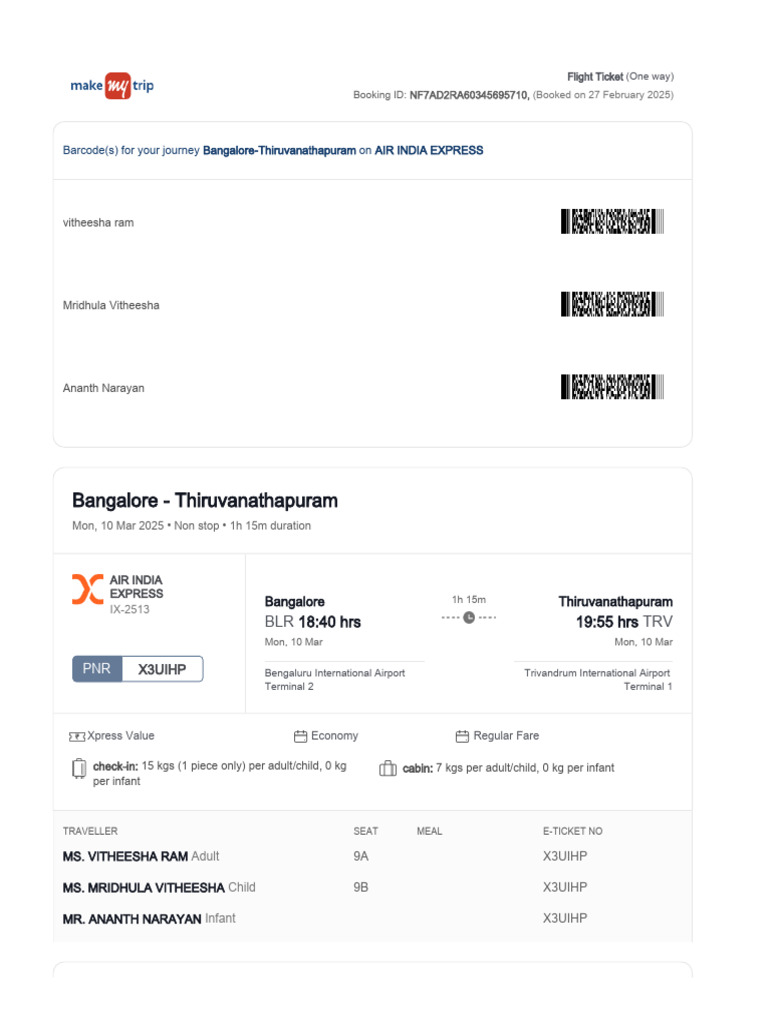 NF7AD2RA60345695710 ETicket | PDF | Identity Document | Transport