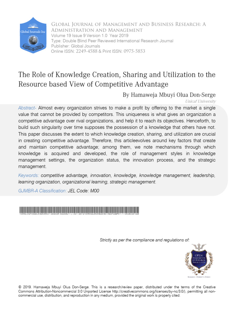 The Role of Knowledge Creation Sharing A | PDF | Innovation | Knowledge