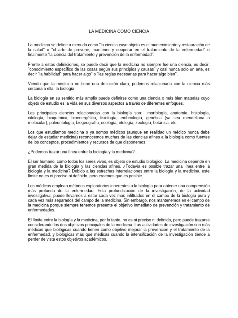 Medicina y biología: interrelaciones clave | PDF | Biología | Medicina