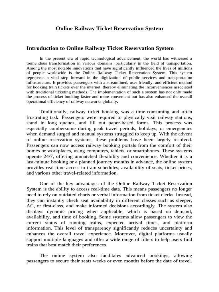 Online Railway Ticket Reservation System | PDF | Databases | Security