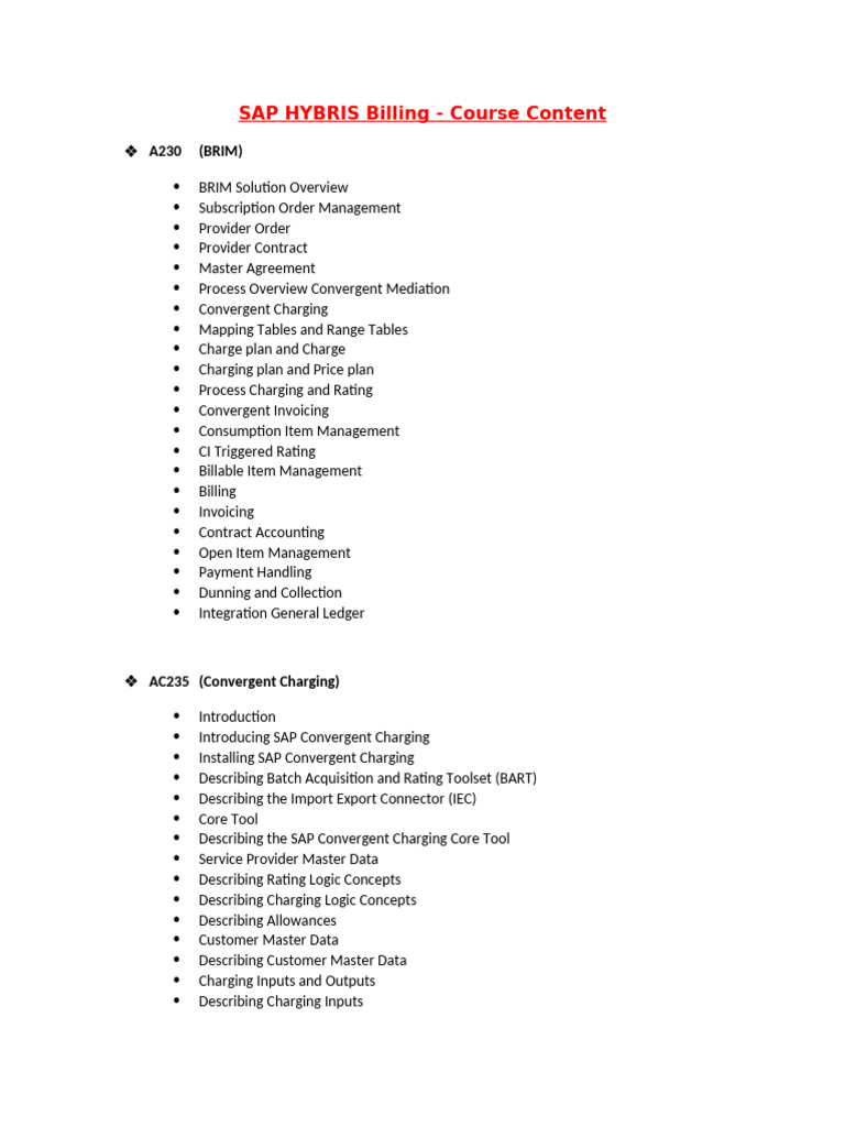 SAP BRIM Training Course Overview | PDF | Invoice | Computing
