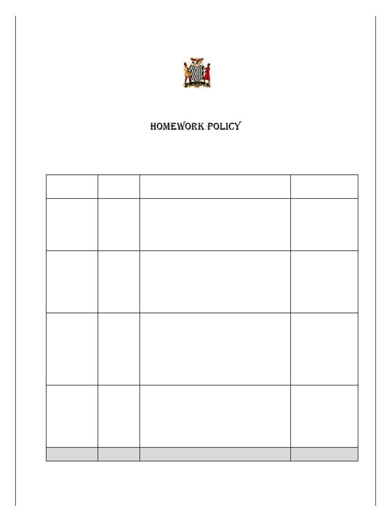 Shimbilo Primary School Homework Policy | PDF