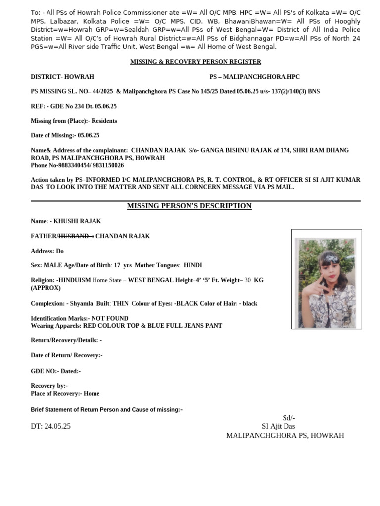 44) Kushi Rajak Missing | PDF