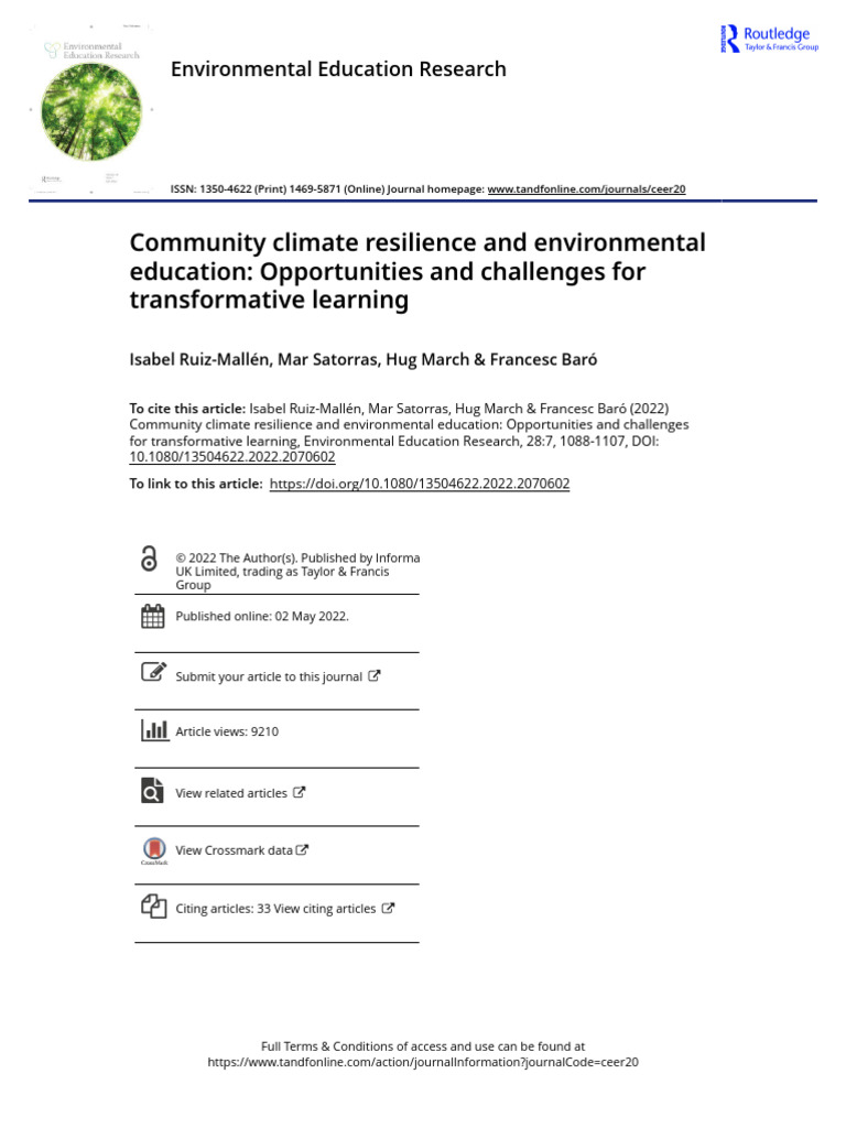 Community Climate Resilience Education | PDF | Ecological Resilience ...