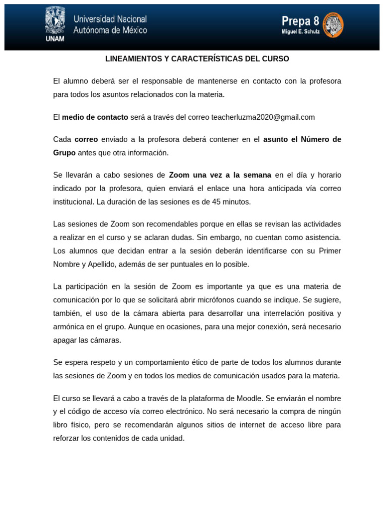 Reglas y Estructura del Curso Online | PDF