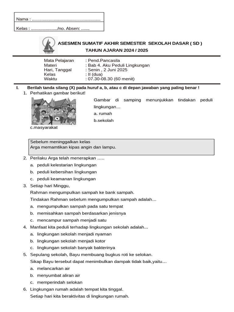 Soal Asas_ Pend Pancasila _kelas 2 | PDF