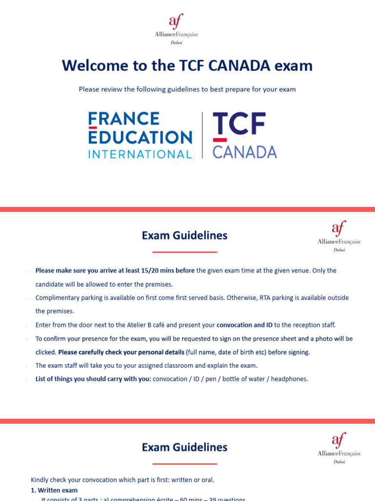 TCF Canada Exam Preparation Guidelines | PDF