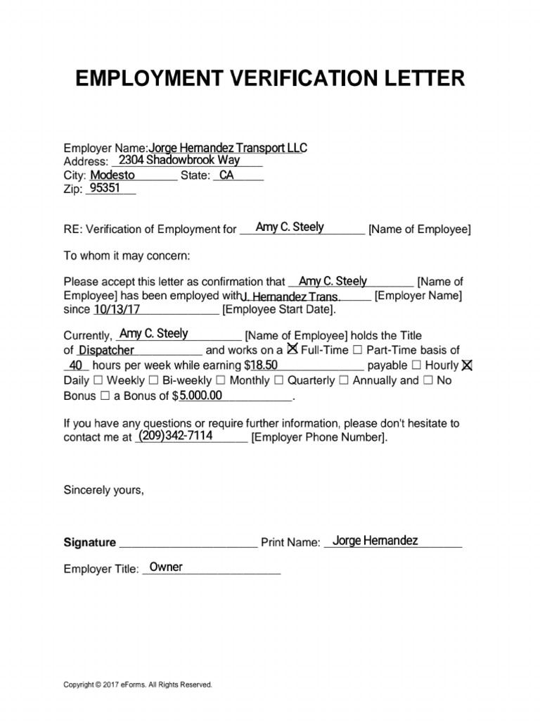 Employment Verification Letter Template | PDF
