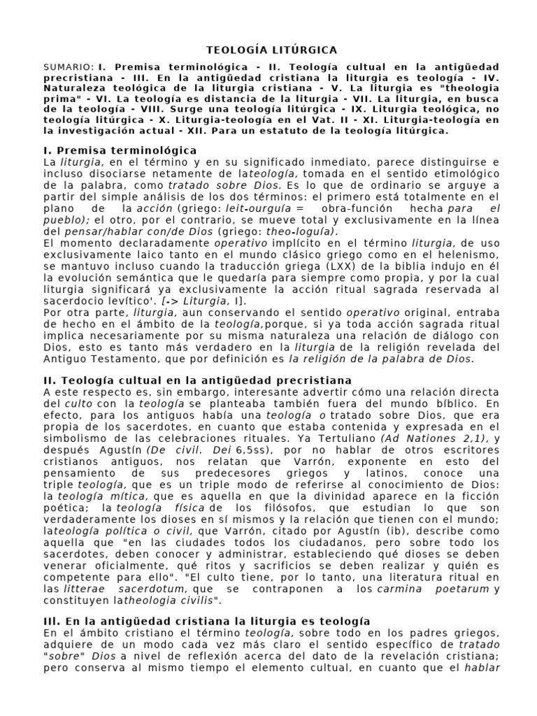 Teología y Liturgia: Un Diálogo Sagrado | PDF | Teología | Liturgia