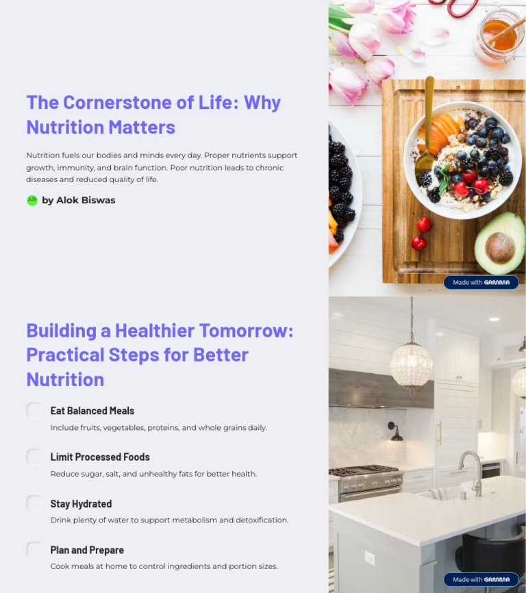 The Cornerstone of Life Why Nutrition Matters | PDF