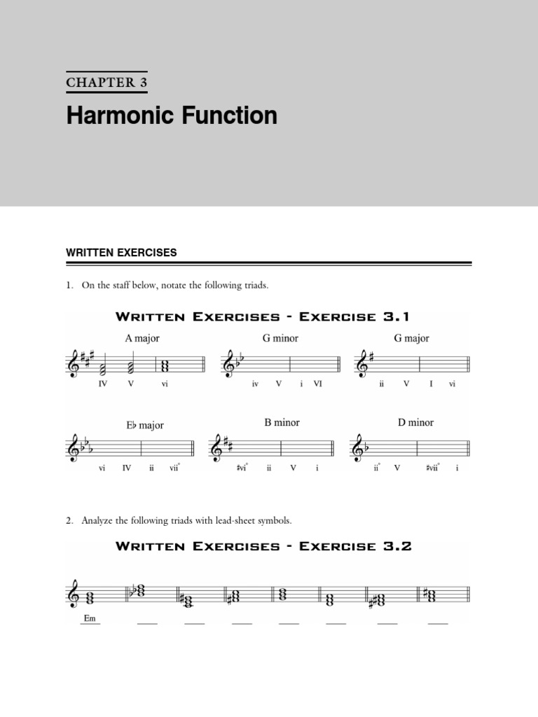 Harmonic Function Exercises and Analysis | PDF | Harmony | Chord (Music)